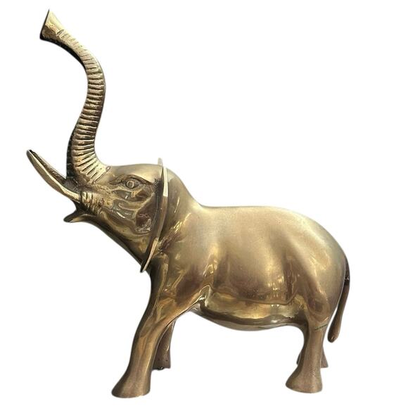 Unbranded | Accents | Vtg Brass Elephant Figure African Elephant Trunk ...